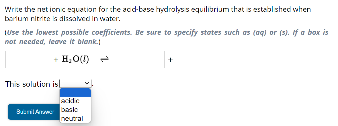 Solved Write the net ionic equation for the acid-base | Chegg.com
