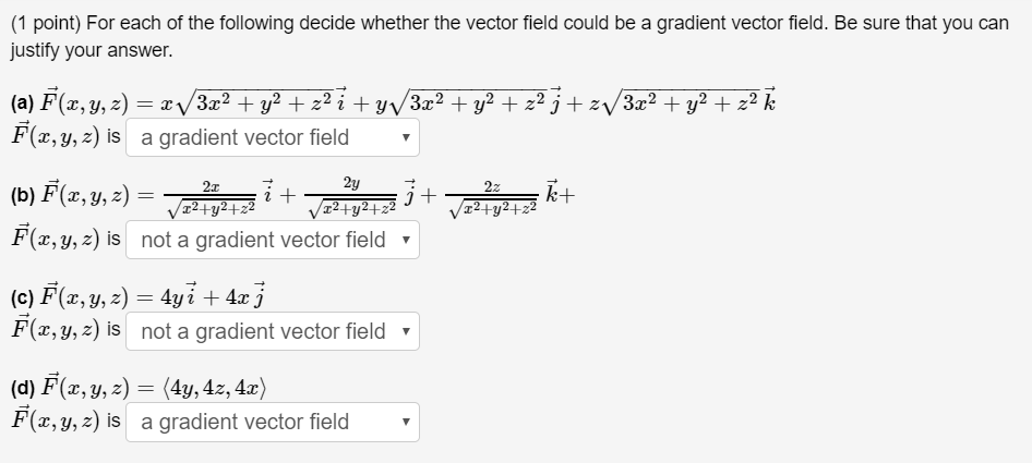 Solved (1 point) For each of the following decide whether | Chegg.com