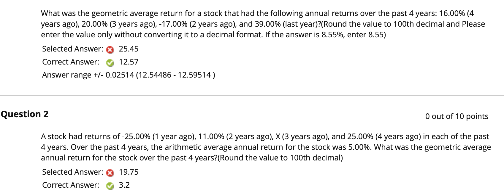 Solved What was the geometric average return for a stock | Chegg.com