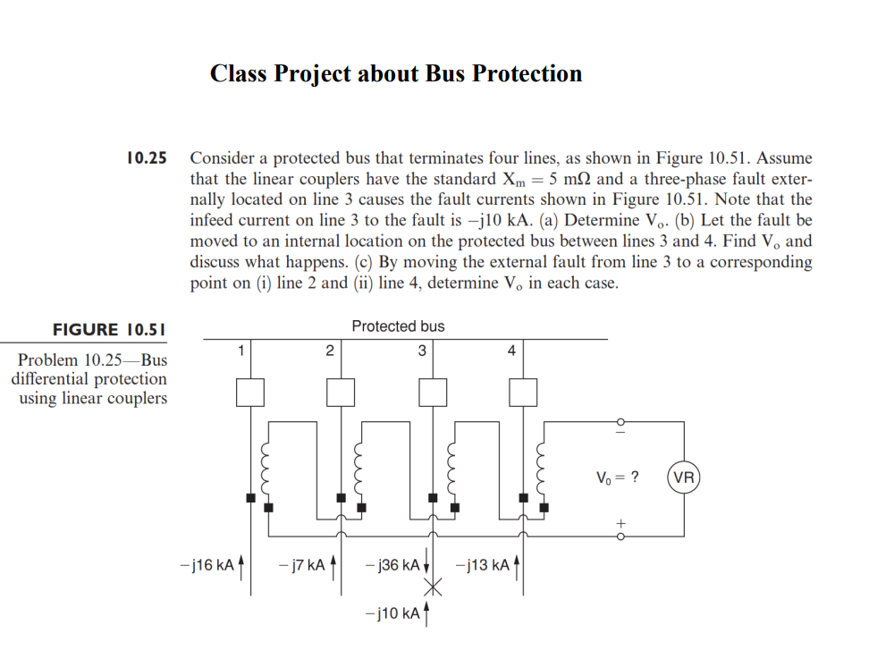 Solved Class Project about Bus Protection 10.25 Consider a | Chegg.com