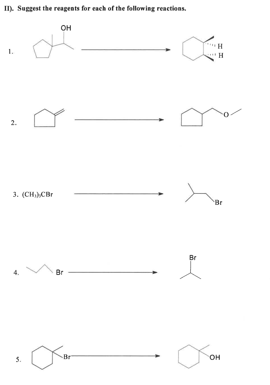 Solved II). Suggest the reagents for each of the following | Chegg.com
