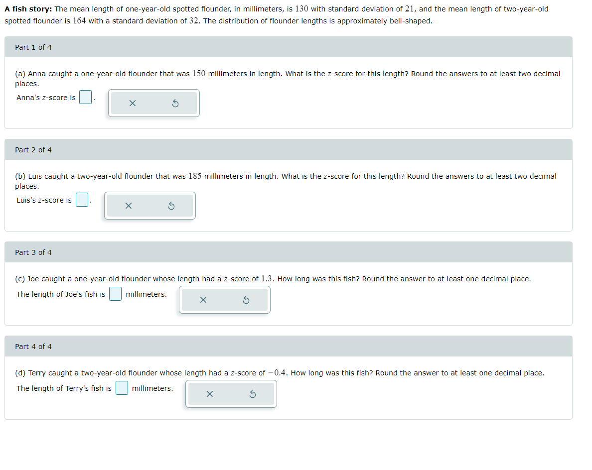 Solved A fish story: The mean length of one-year-old spotted | Chegg.com