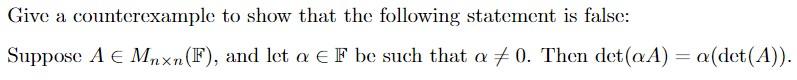 Solved Give a counterexample to show that the following | Chegg.com