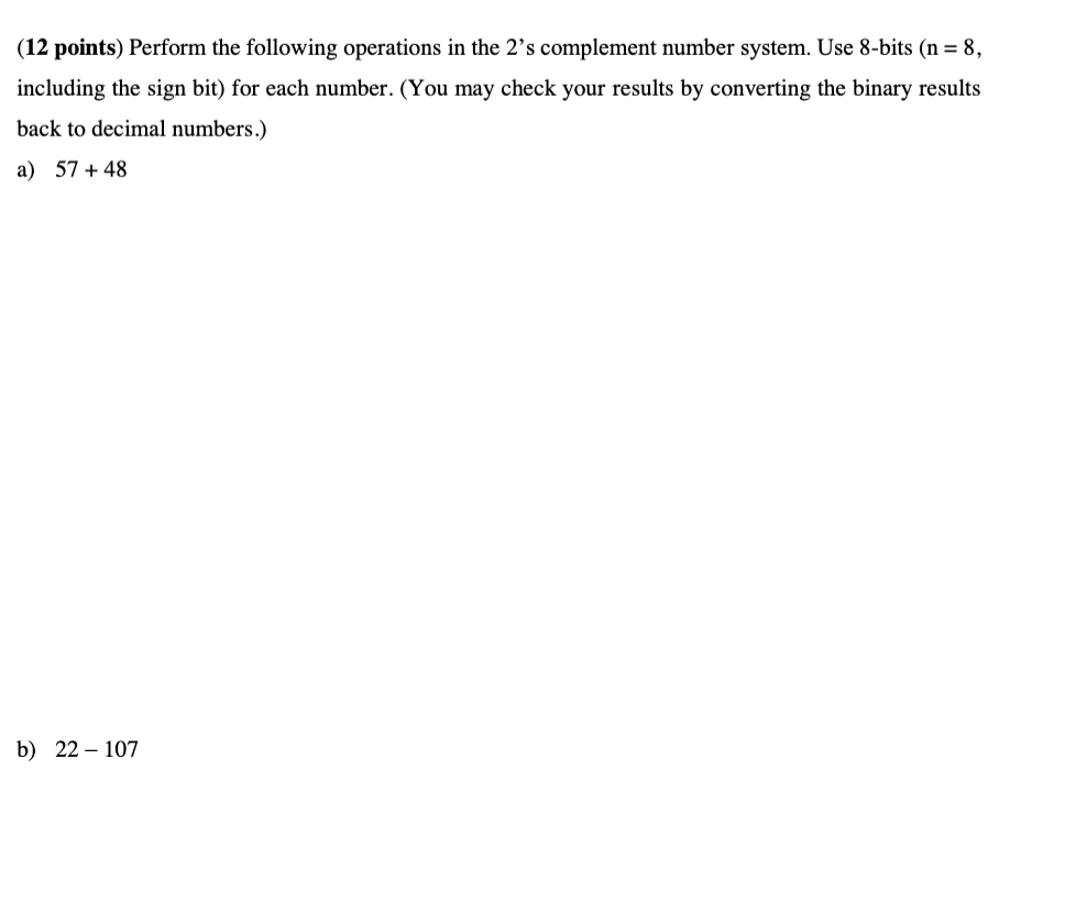 Solved (12 points) Perform the following operations in the | Chegg.com