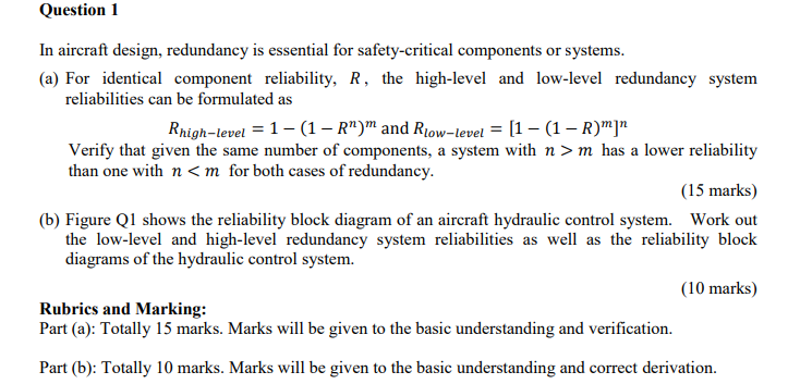 Solved Question 1 In aircraft design, redundancy is | Chegg.com