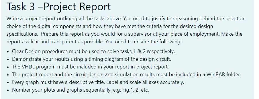 Task 3 -Project Report Write a project report | Chegg.com