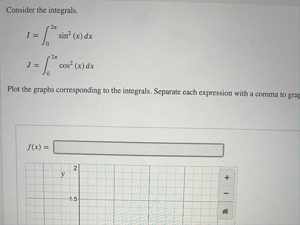 Solved Consider the integrals. 28 I= sin? (x) dx " lo | J= | Chegg.com