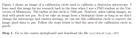 Solved Figure 1 shows an image of a calibration circle used | Chegg.com