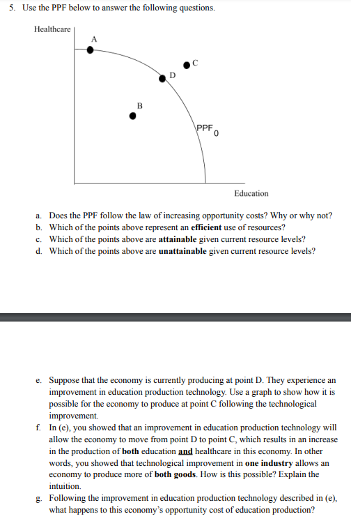 Solved Use the PPF below to answer the following | Chegg.com