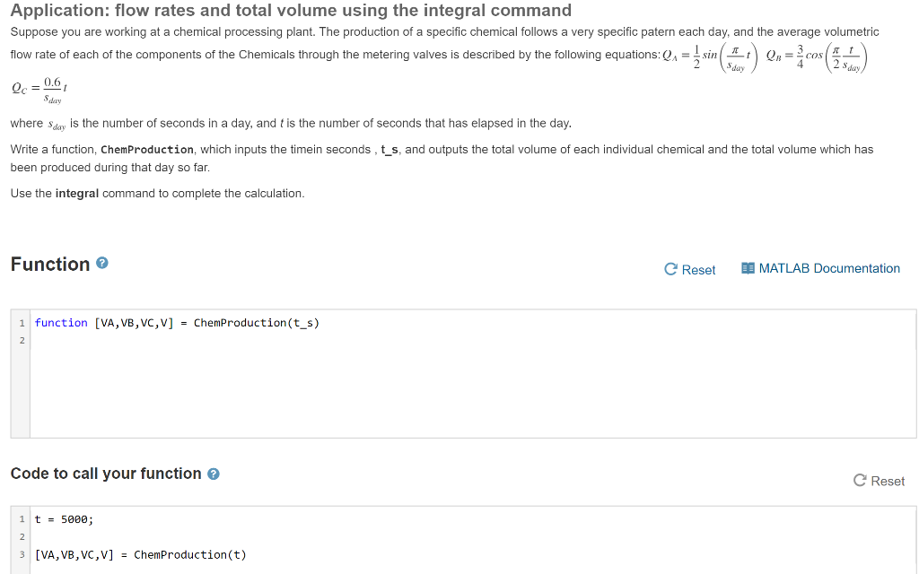Solved Application: flow rates and total volume using the | Chegg.com