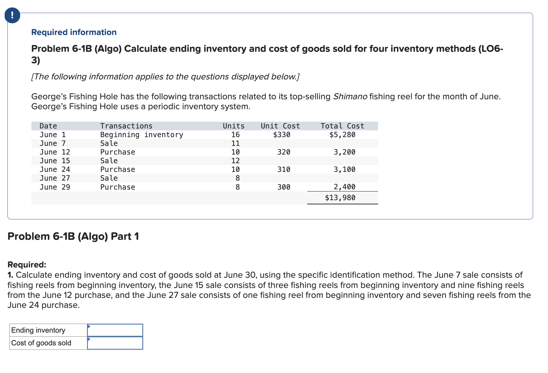 Solved Required informationProblem 6-1B (Algo) ﻿Calculate | Chegg.com