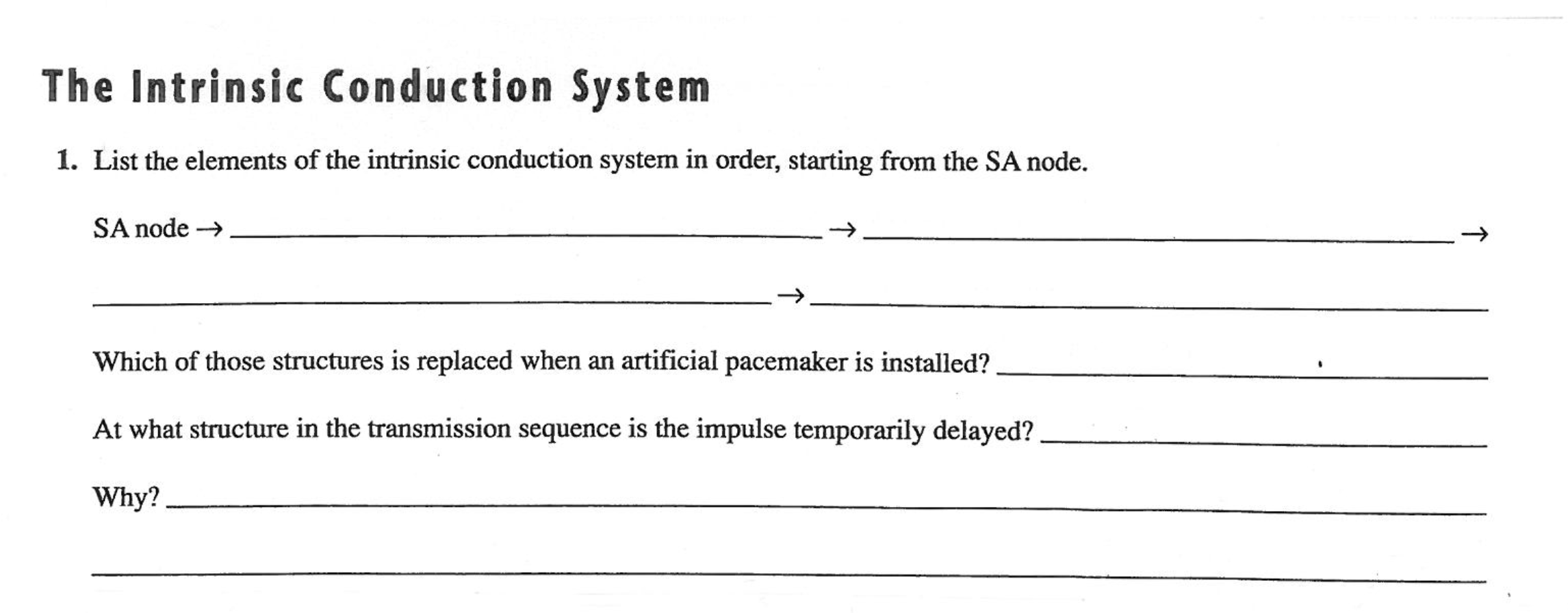 Solved The Intrinsic Conduction System 1. List the elements | Chegg.com