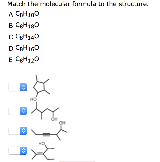 Solved Match the molecular formula to the structure. A | Chegg.com