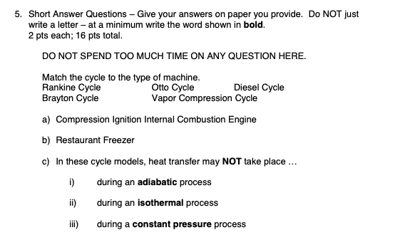 Solved 5. Short Answer Questions - Give your answers on | Chegg.com