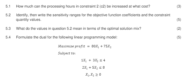 Solved Sensitivity Analysis And The Dual Consider The Tables