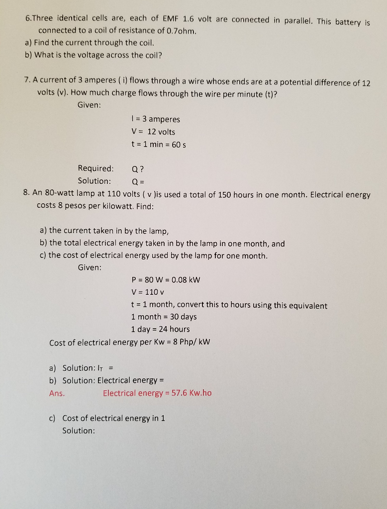 Solved 6. Three identical cells are, each of EMF 1.6 volt | Chegg.com