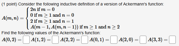 Solved (1 point) Consider the following inductive definition | Chegg.com