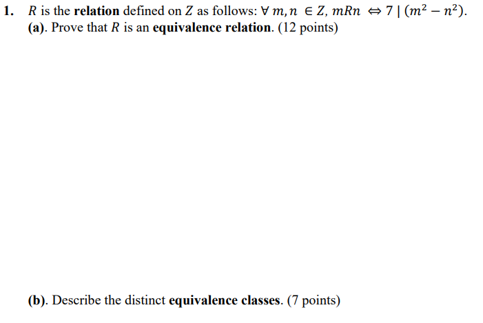Solved R is the relation defined on Z as follows: | Chegg.com
