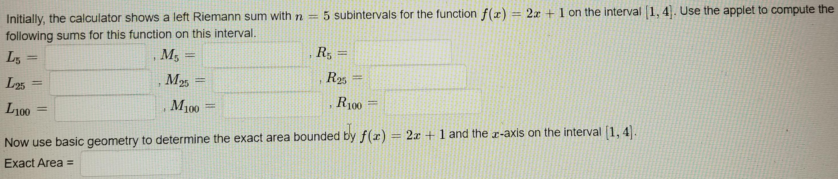 Solved Initially, the calculator shows a left Riemann sum | Chegg.com