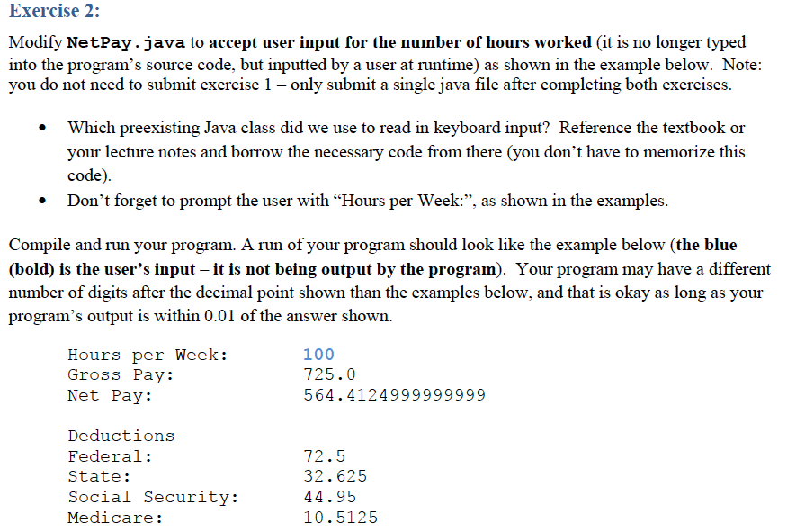 Solved Create a class called NetPay in a file, NetPay.java, | Chegg.com