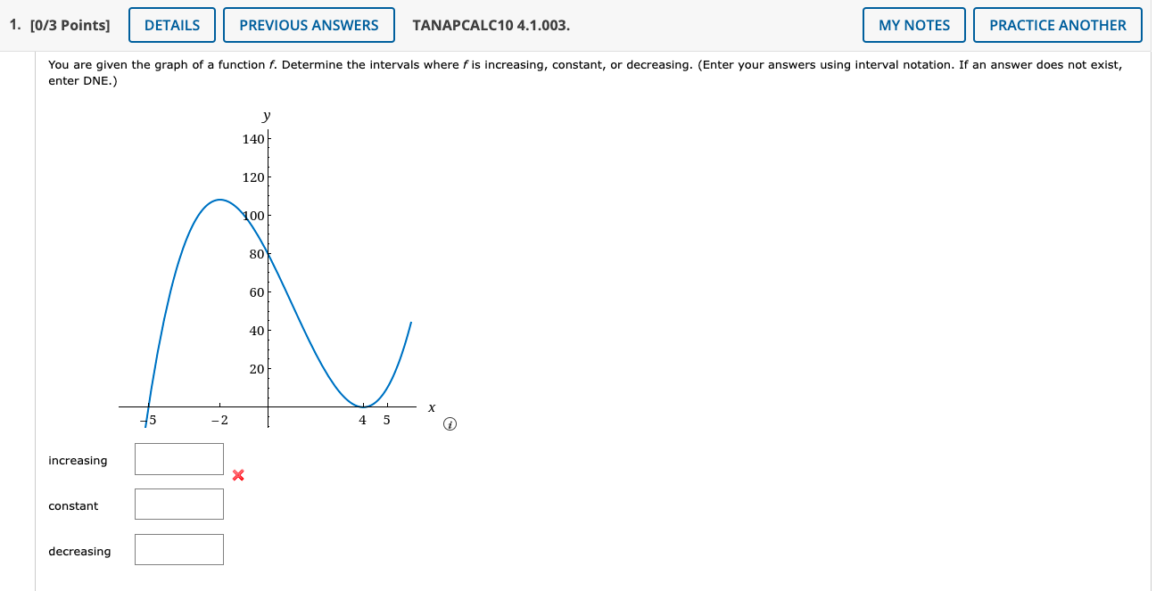 Solved increasing constant decreasing | Chegg.com