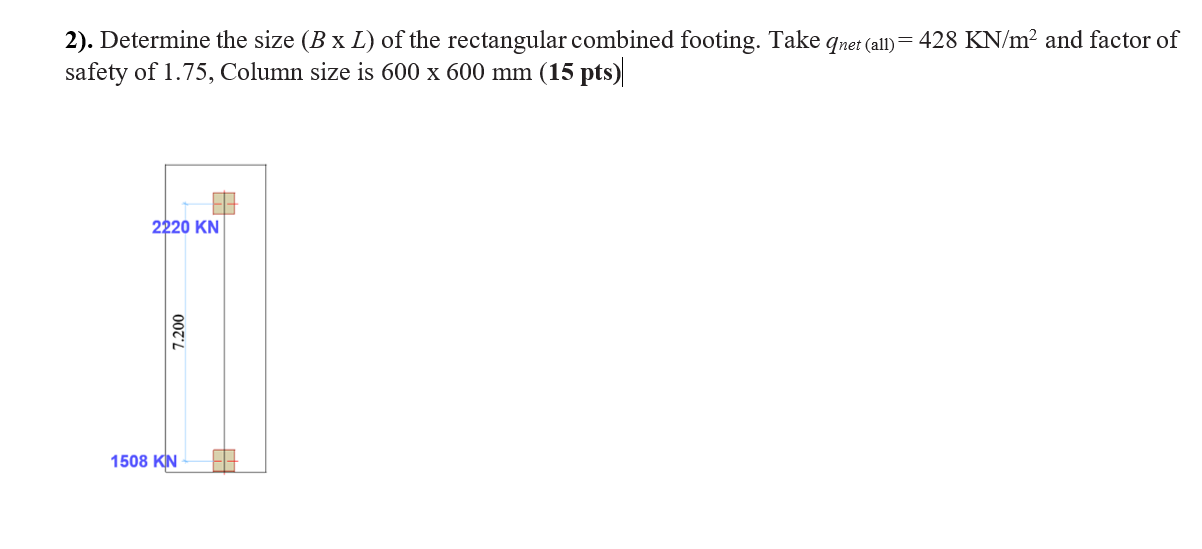 Solved 2). Determine the size (B×L) of the rectangular | Chegg.com