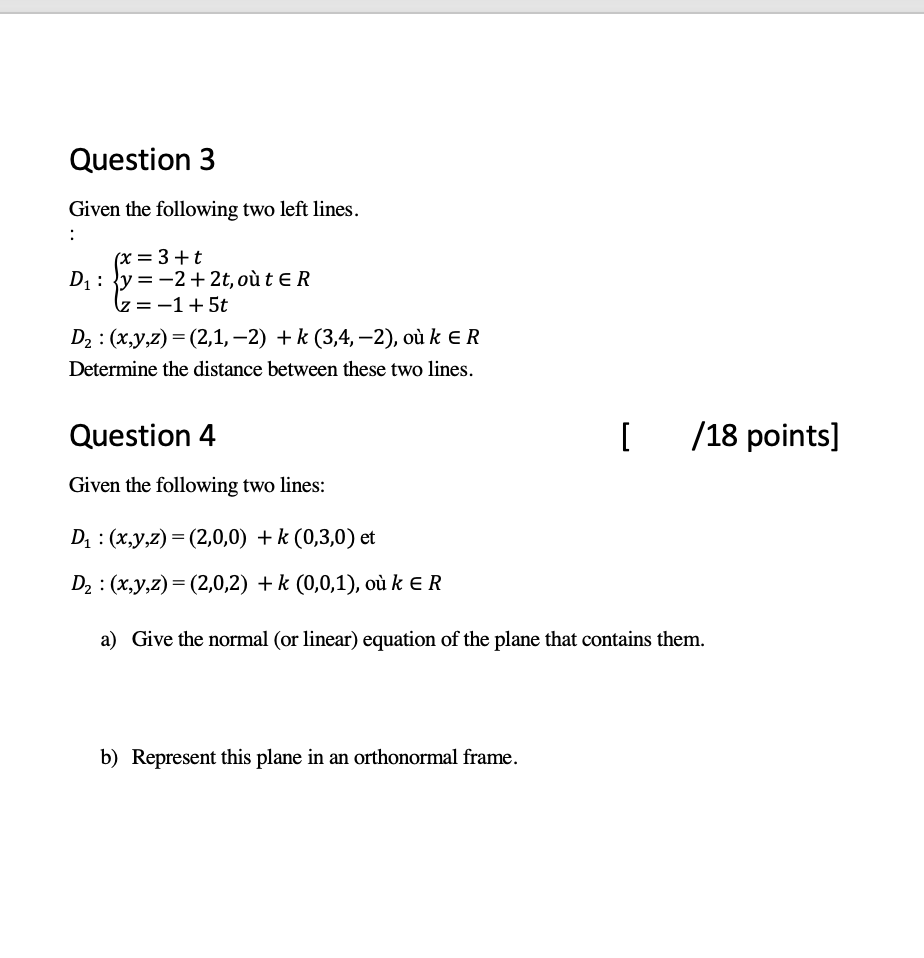 Solved \r\nGiven the following two left lines. \\[ | Chegg.com