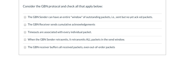Solved Consider the Selective Repeat protocol and check all | Chegg.com