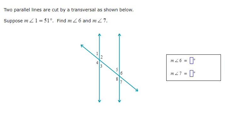 Solved Two parallel lines are cut by a transversal as shown | Chegg.com