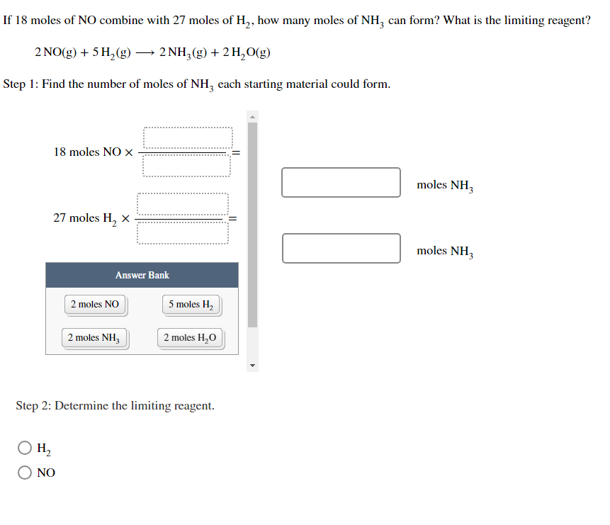 Solved Step 2: Determine the limiting reagent.H2NO | Chegg.com