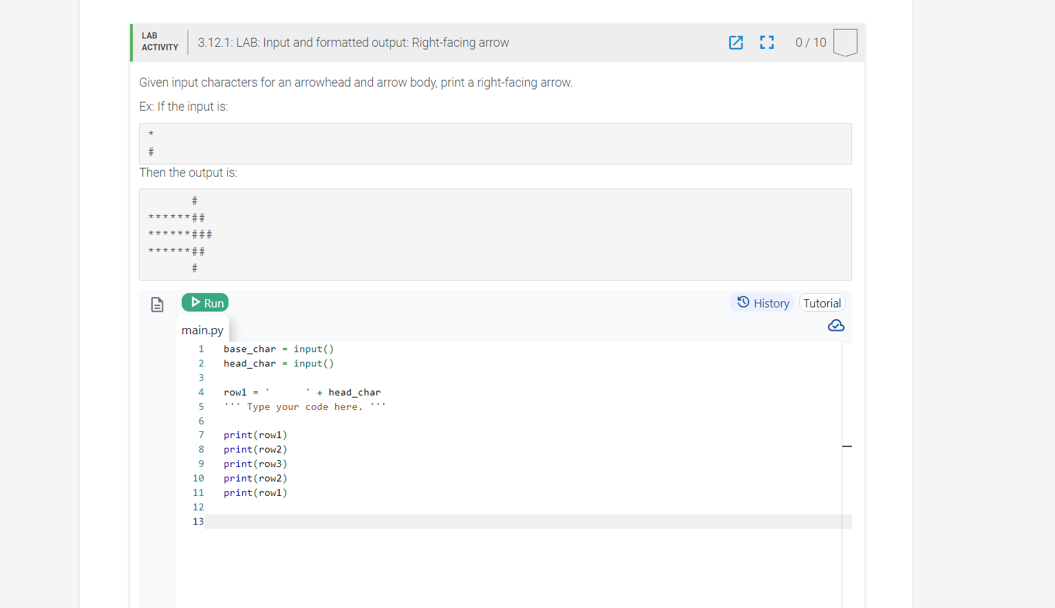 Solved Given input characters for an arrowhead and arrow | Chegg.com