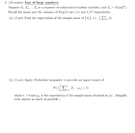 Solved (10 points) Law of large numbers Suppose Z1,Z2,…,Zn | Chegg.com