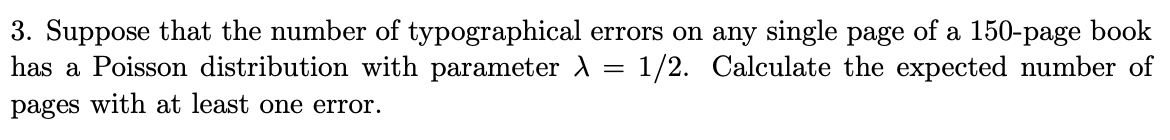 Solved 3. Suppose that the number of typographical errors on | Chegg.com