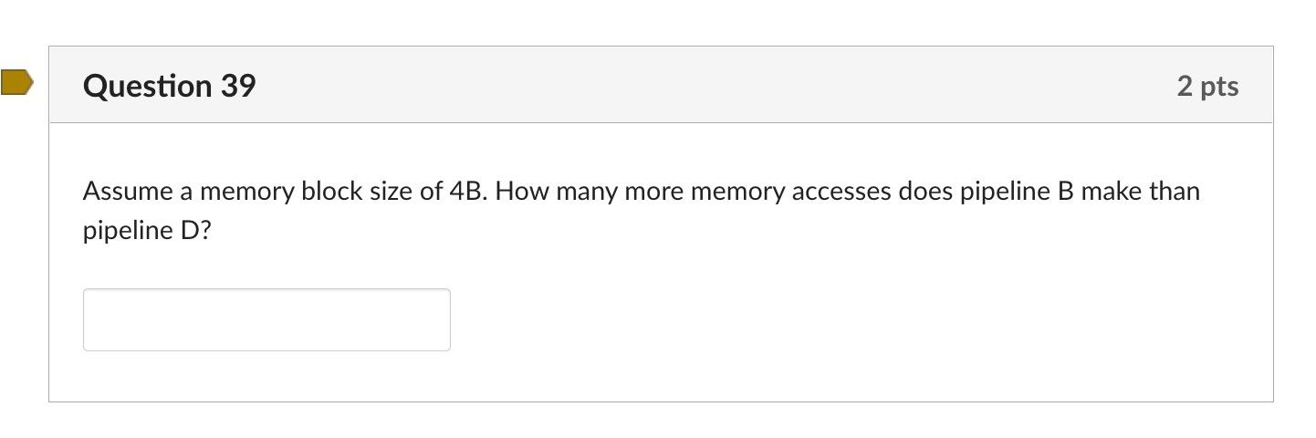 Solved Pipeline BY1peline DAssume a memory block size of 4B. | Chegg.com