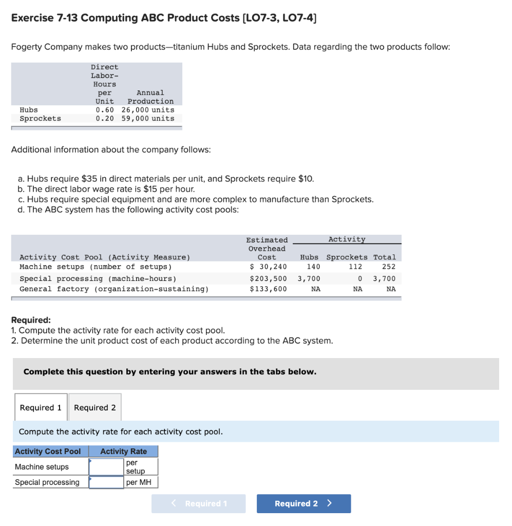Solved Exercise 7-13 Computing ABC Product Costs (L07-3, | Chegg.com