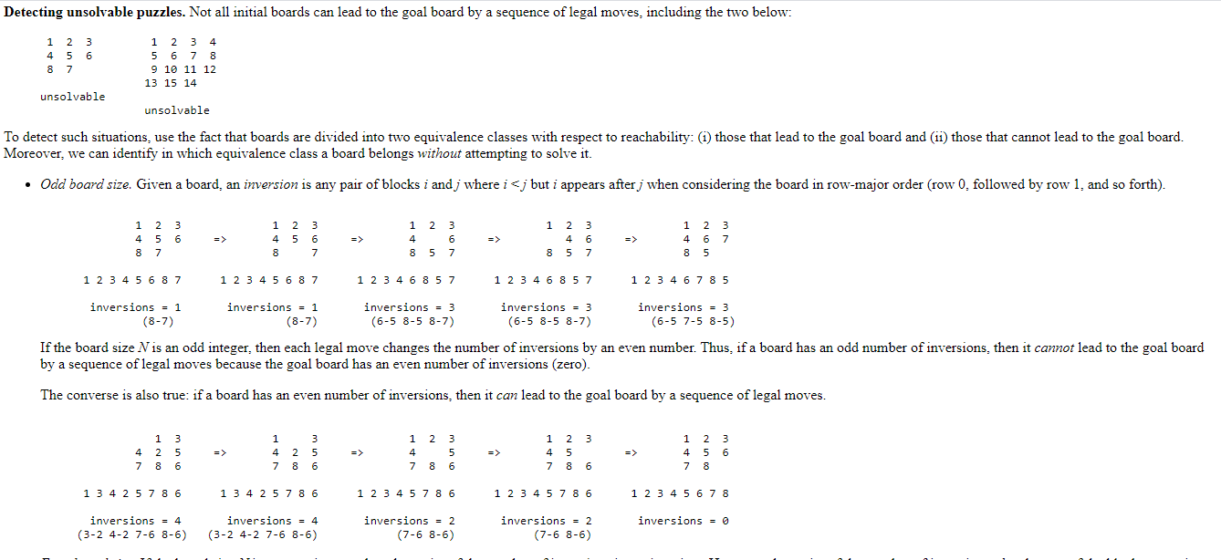 Solved COS 226 Programming Assignment 8 Puzzle Write a | Chegg.com