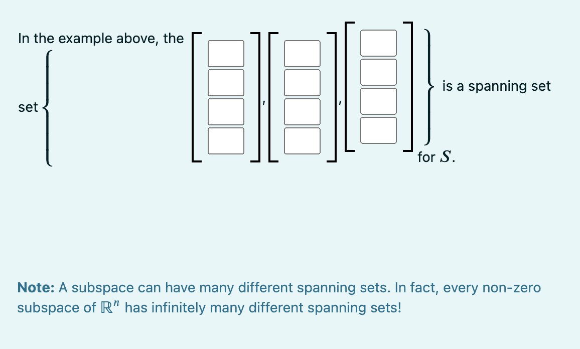 Solved Spanning Sets for a Subspace Remark: The theorem in | Chegg.com