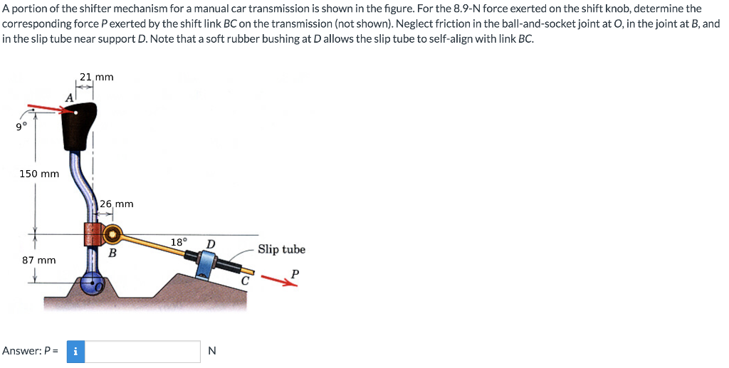 Solved A portion of the shifter mechanism for a manual car | Chegg.com