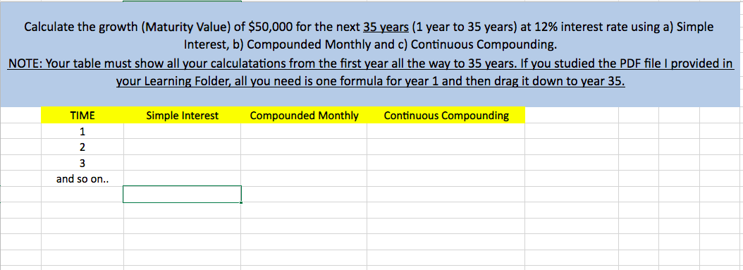 Solved Calculate the growth (Maturity Value) of $50,000 for | Chegg.com