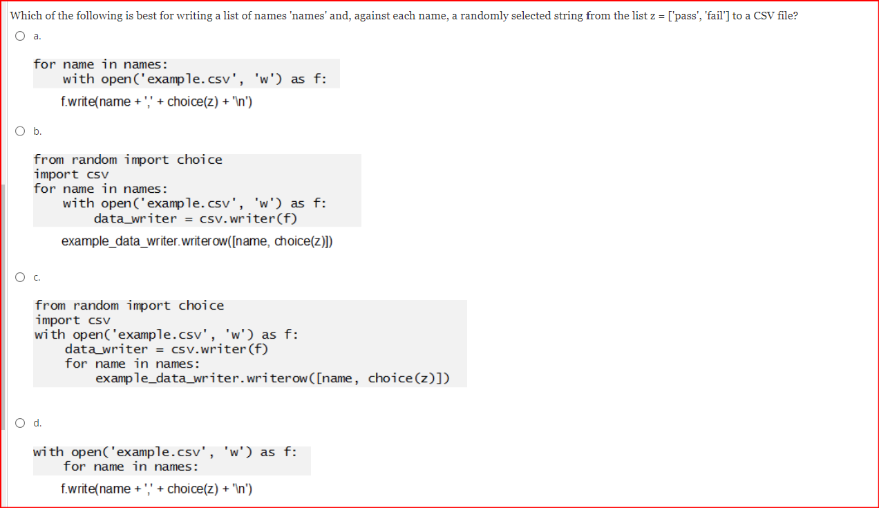 Solved Which of the following is best for writing a list of | Chegg.com