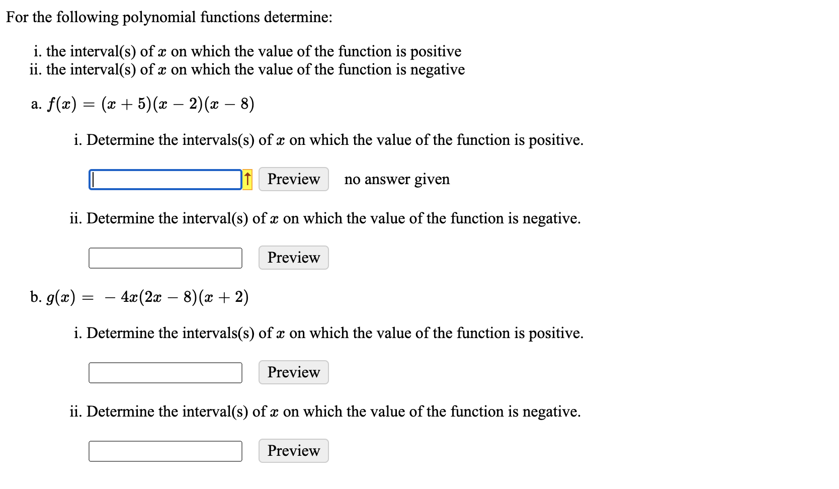 Solved For the following polynomial functions determine: i. | Chegg.com