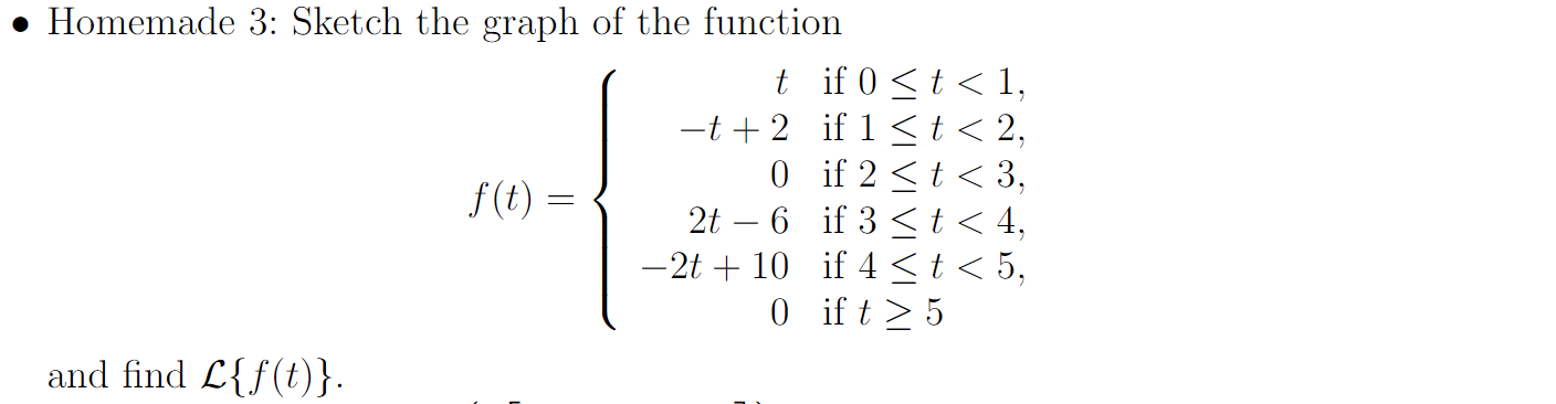 Solved - Homemade 3: Sketch the graph of the function | Chegg.com