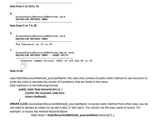 Solved Lab Using Recursion Using Java provides an | Chegg.com