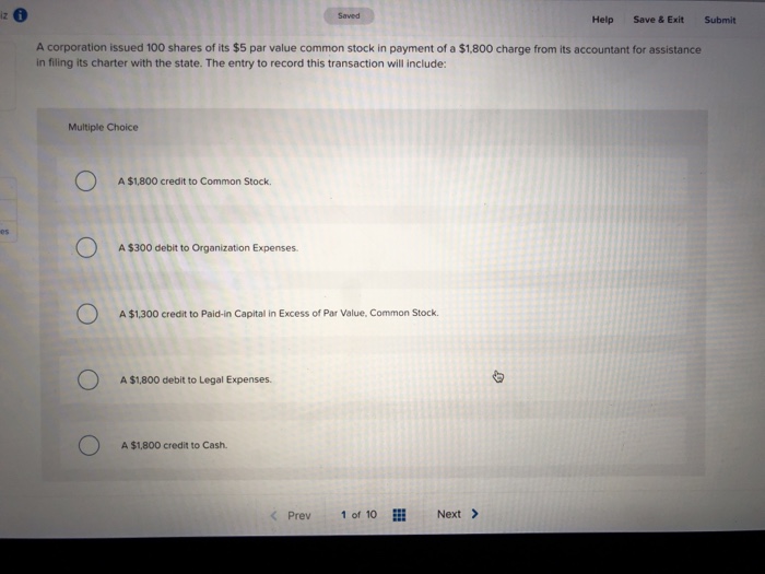 Solved iz Saved Help Save& Exit Submit A corporation issued | Chegg.com