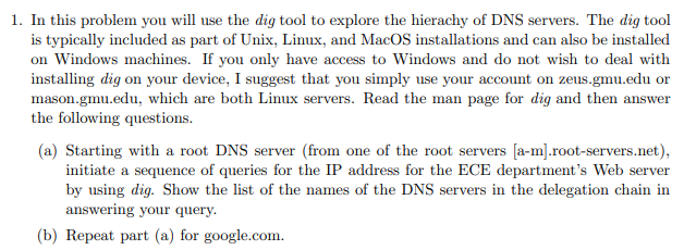 1. In this problem you will use the dig tool to | Chegg.com