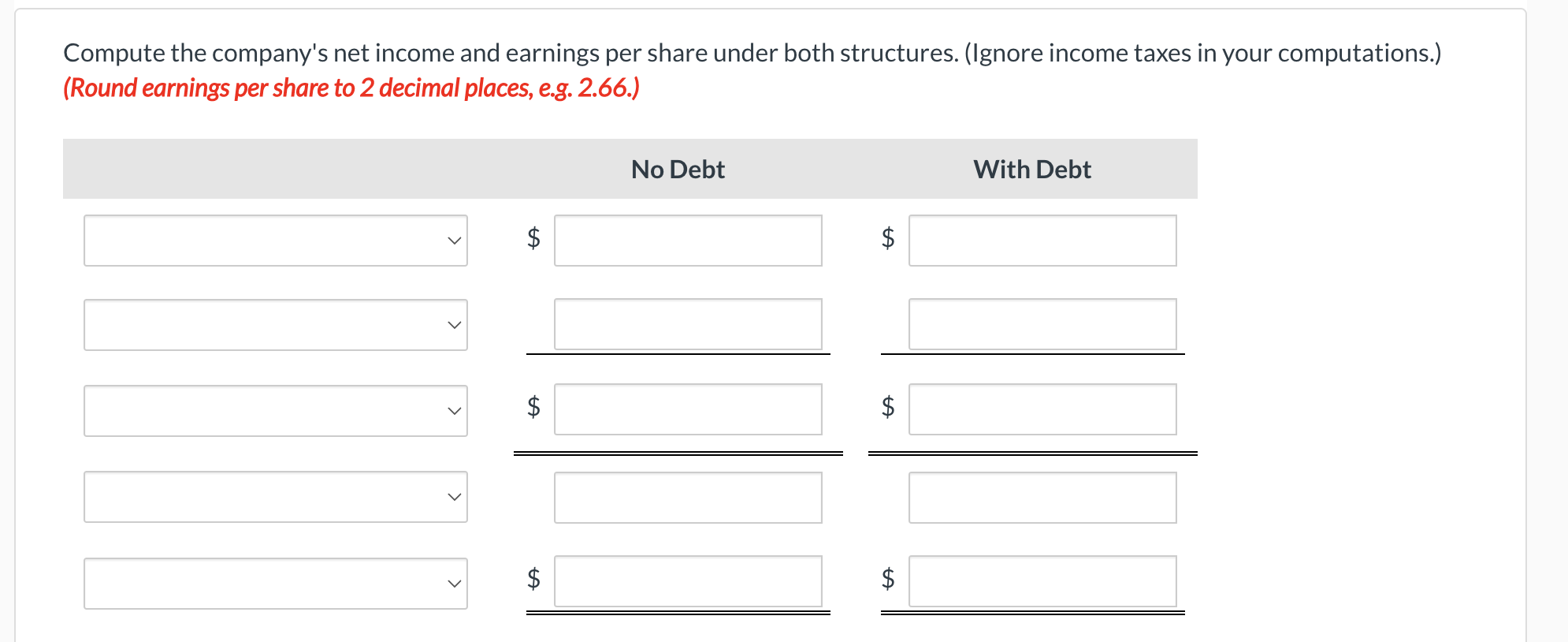 Solved Compute the company's net income and earnings per | Chegg.com