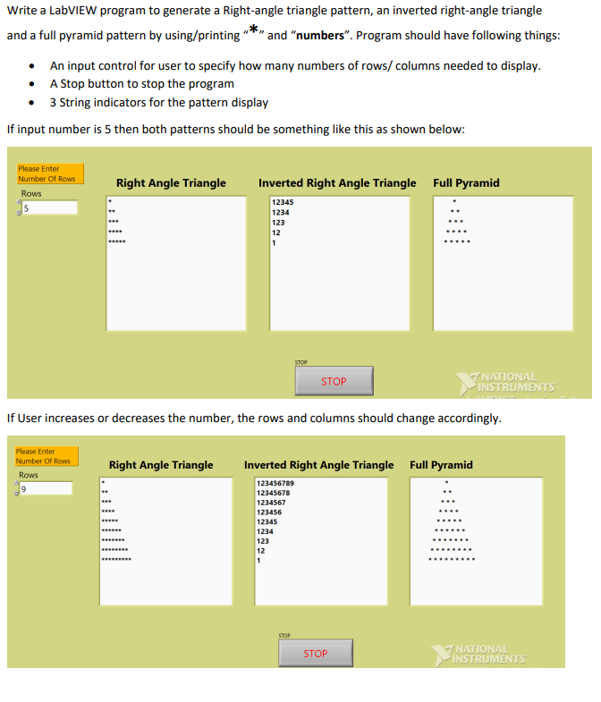 Write a LabVIEW program to generate a Right-angle | Chegg.com