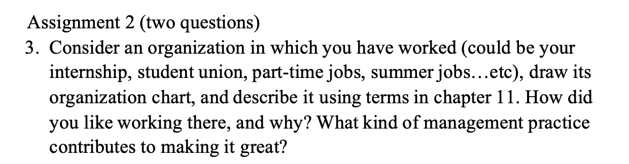 Solved Assignment 2 (two questions) Consider an organization | Chegg.com