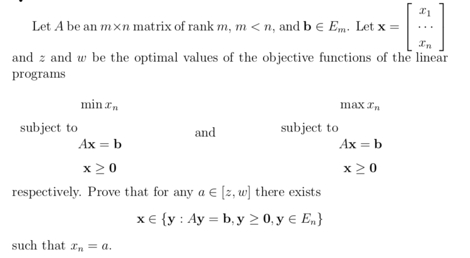 Solved I 1 Let A be an mxn matrix of rank m, m 0 x>0 | Chegg.com