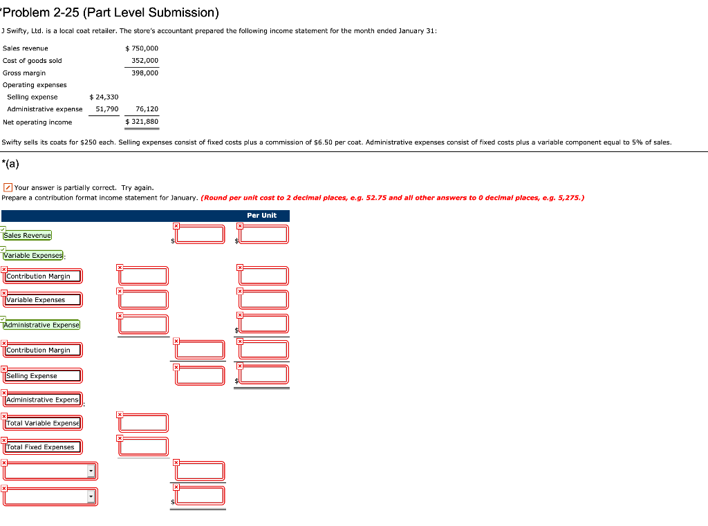 Solved Problem 2-25 (Part Level Submission) 1 Swifty, Ltd. | Chegg.com